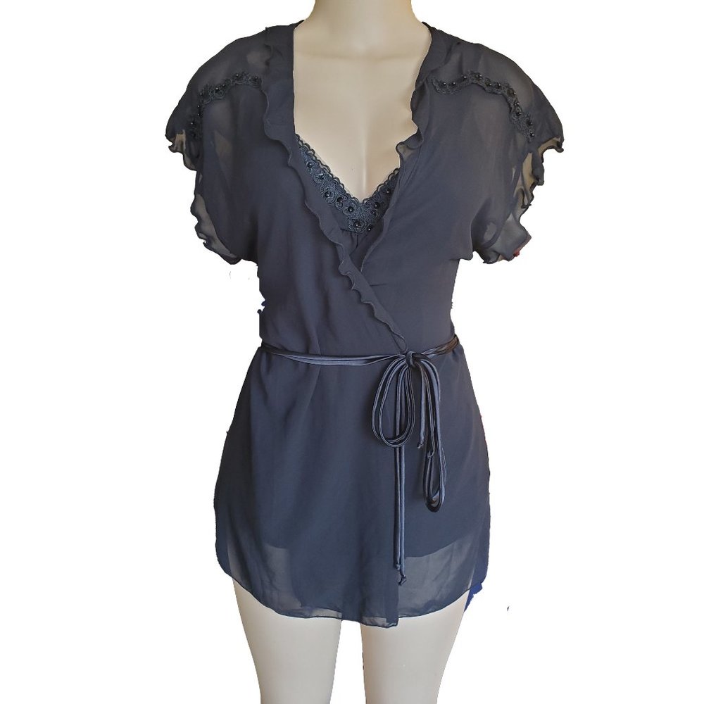 Linea Donatella Sheer Lace Chemise And Rob - Gem